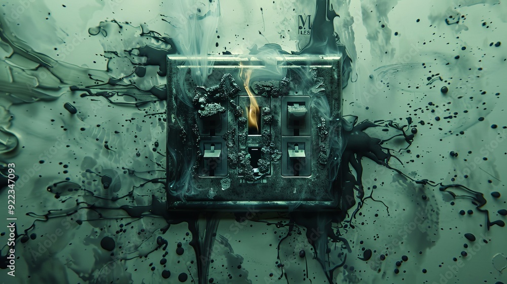 damaged drywall, indicating a dangerous overload situation electrical ...