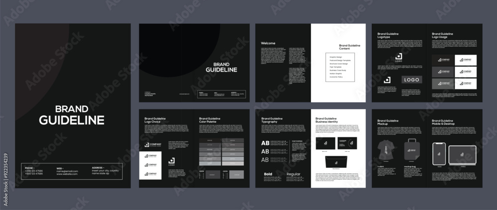 brand guideline portfolio template, brand identity brochure cover ...