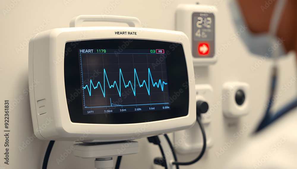 Fetal heart rate monitor on hospital, Doctor Measuring the heart rate ...