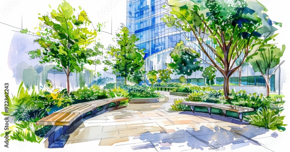 A detailed architectural drawing illustrating a concept sketch of an ...