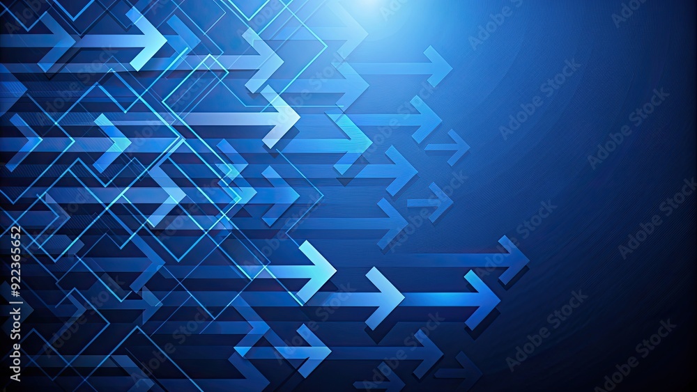 Abstract navy blue background with various arrows pointing in different ...