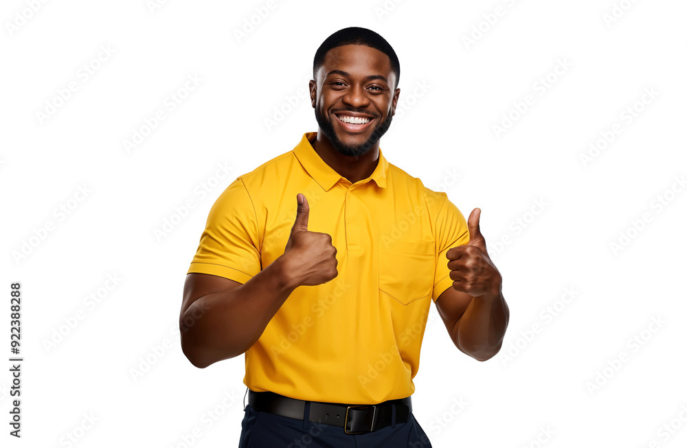 Smiling African man giving a thumbs-up sign, isolated on a transparent ...