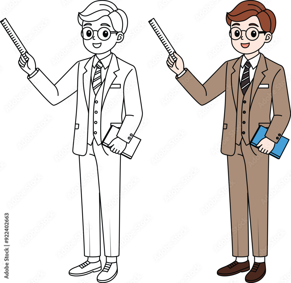 Teacher Outline Coloring Page. Teachers Day colouring for kids Stock ...