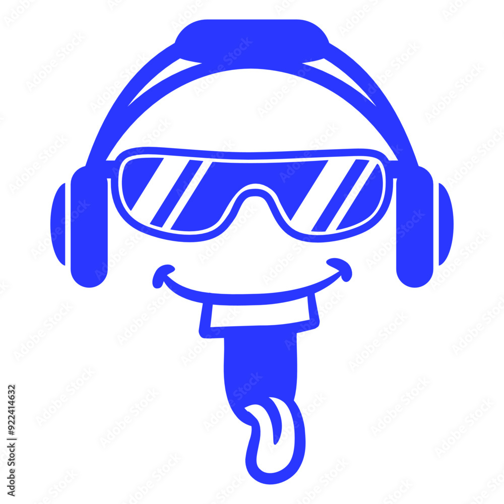 Music DJ Face Laughing Happy Head Sunglasses Headphone Mixing Console ...