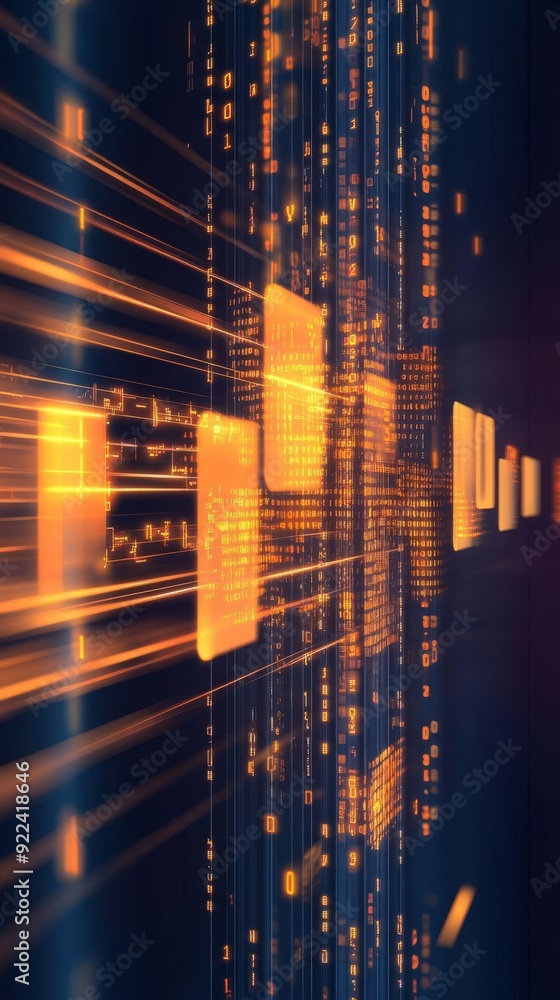 Futuristic Digital Matrix Background with Dynamic Visual Data Streams ...