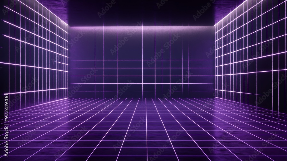 Virtual retro wave background. Perfect TV backdrop for tech shows or ...