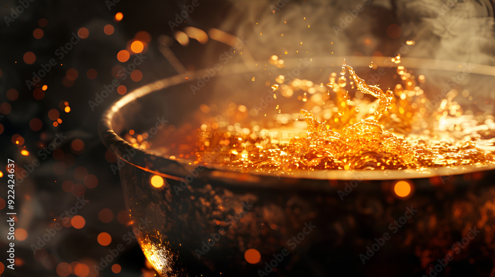 There is a fire in a pot with a lot of sparks coming out of it, fire in ...
