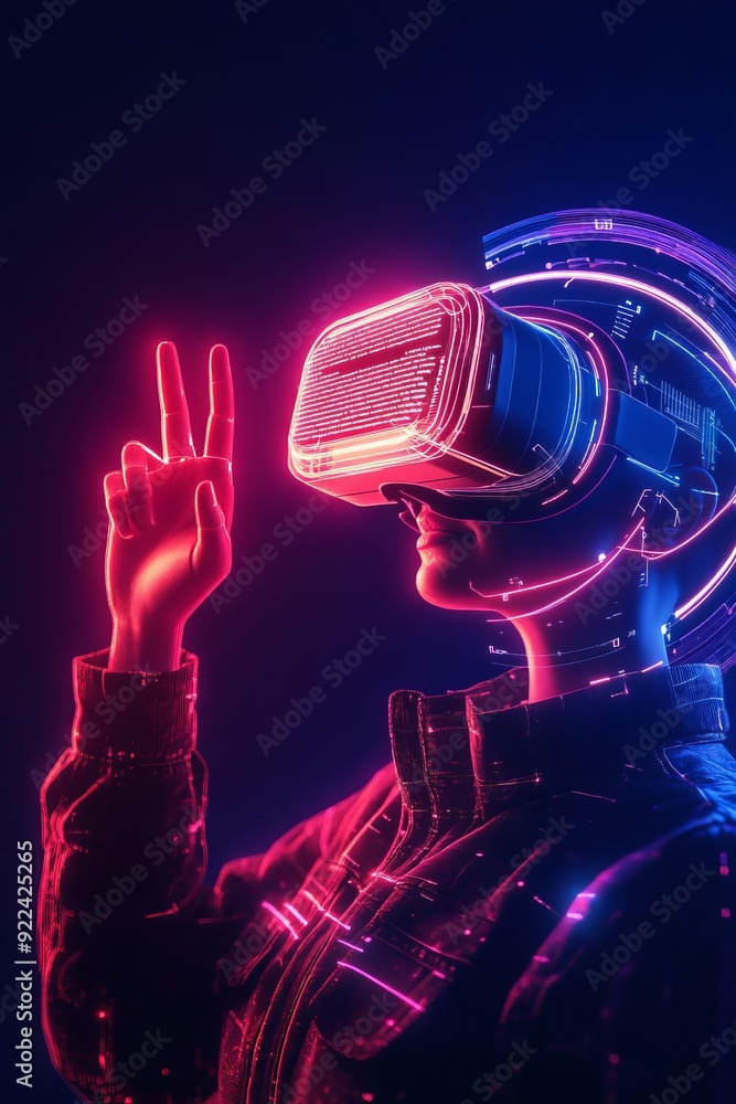 Immersive Virtual Reality Interface Showcasing Dynamic Digital Layers in a HighTech Environment ...