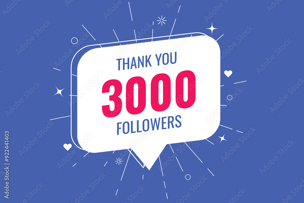 Vetor de 3000 OR 3k followers celebration. Thank you 3000 followers ...