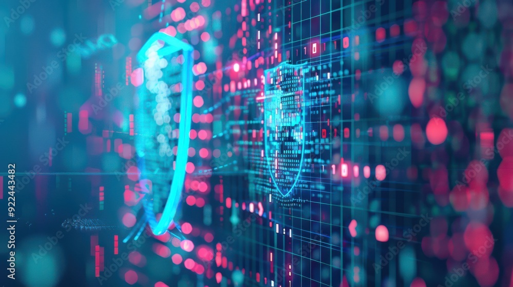 Firewall Visualization With Digital Shields Firewall Hacking Prevention Stock Illustration