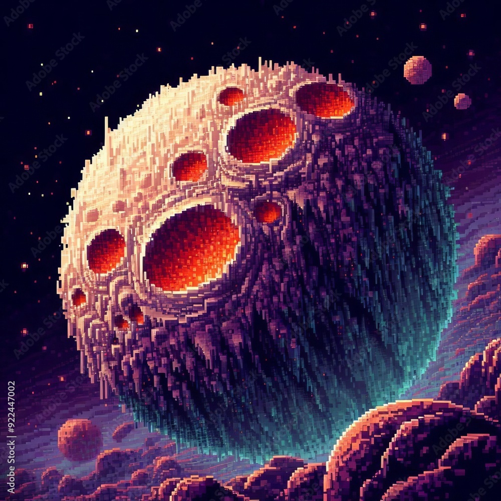 67 Phobos' Pixel Crater A pixel art depiction of a crater on Pho Stock ...