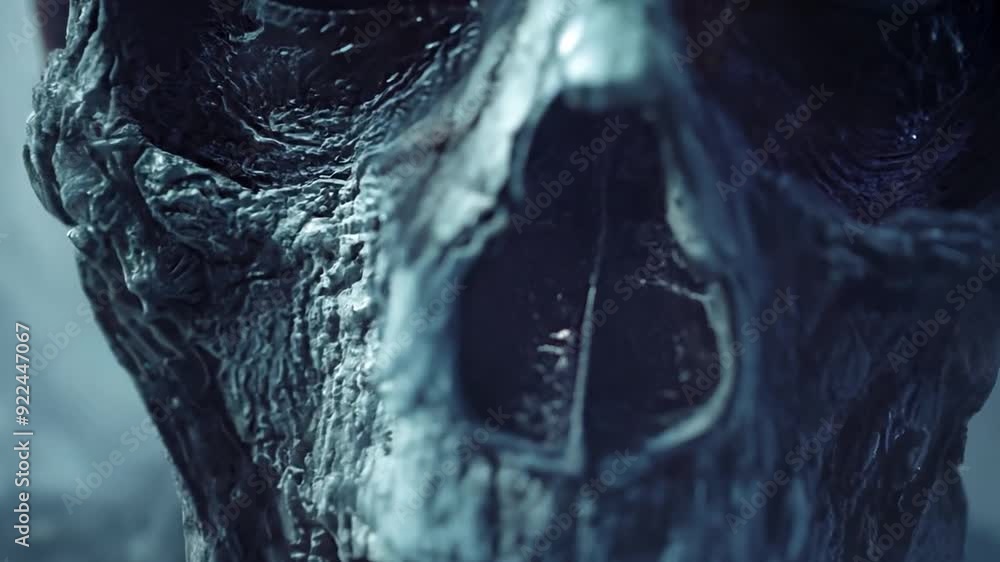 Ghoulish and eerie masculine creature with gouged eyes that resemble a ...