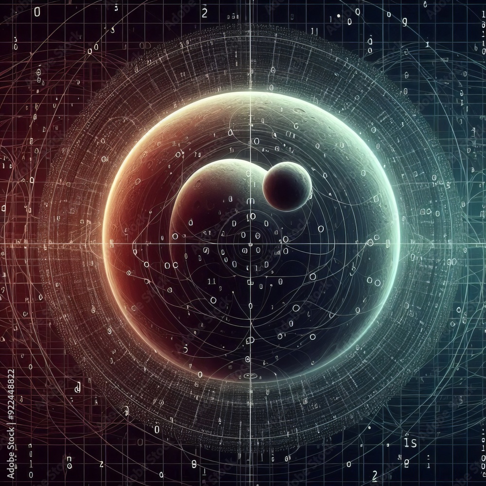 97 Phobos and Deimos in Code Orbit A matrix code depiction of bo Stock ...