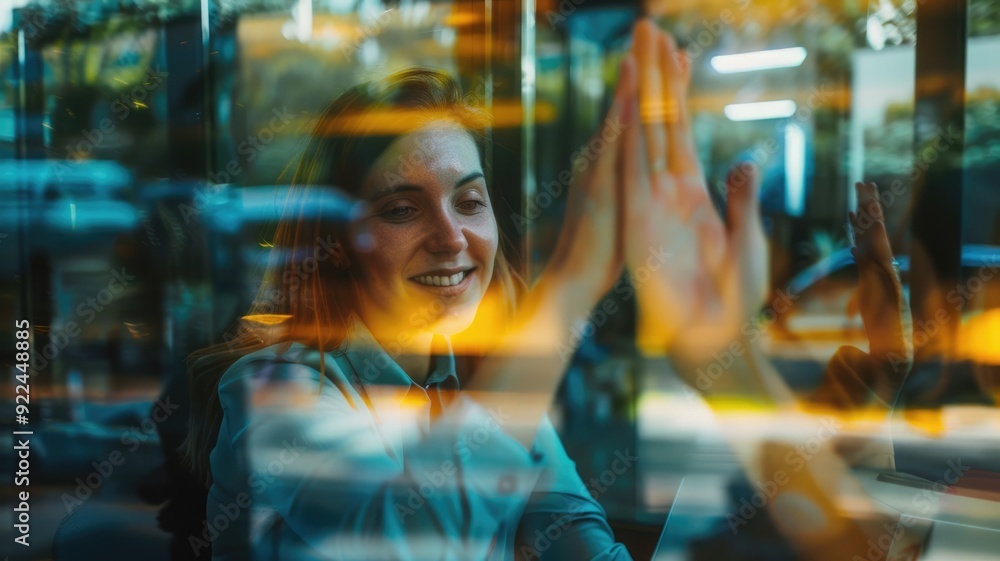 Picture of generous people high five for friendship or successful ...