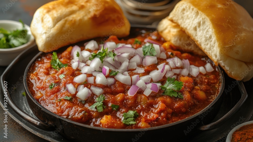 Pav Bhaji with Buttered Bread: Spicy pav bhaji with buttered pav buns ...
