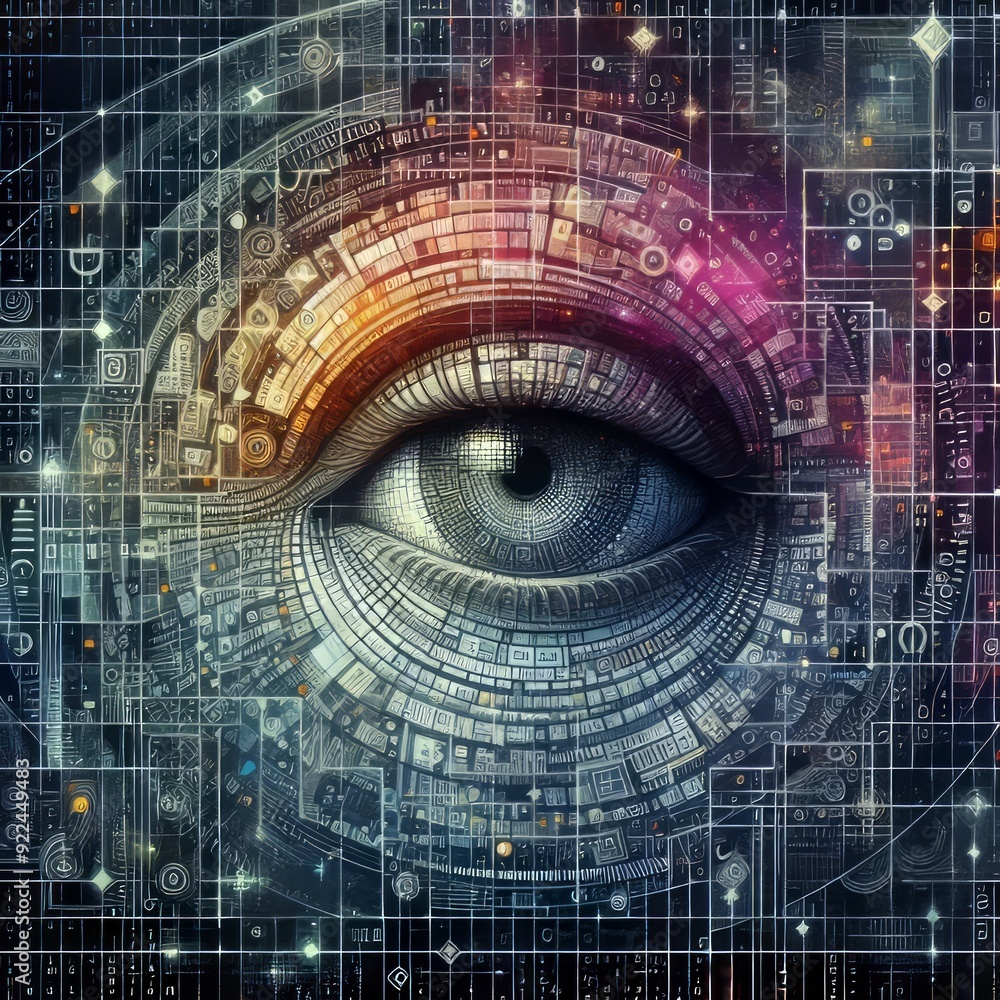 106 Matrix Code ASCII Digital Collage ASCII art forms the struct Stock ...