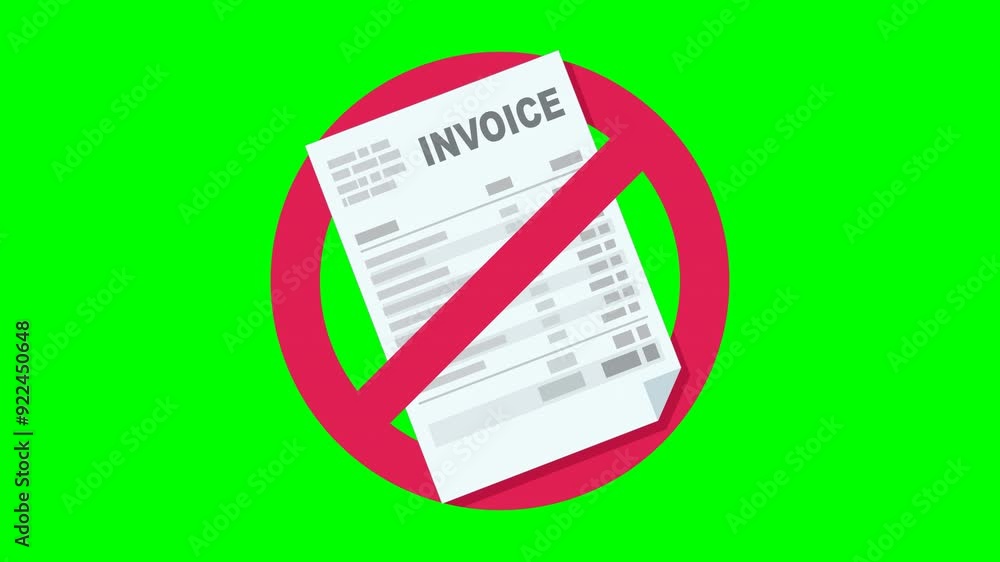 Appearance of crossed out red circular prohibition symbol on an invoice ...