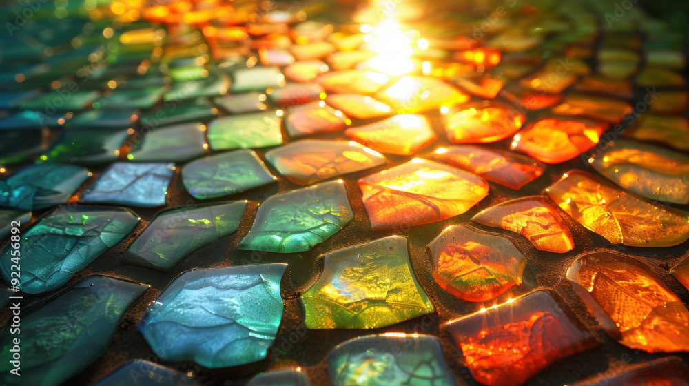 flat silky smooth surfaces, mosaic pattern embedded in ceramic, rainbow ...