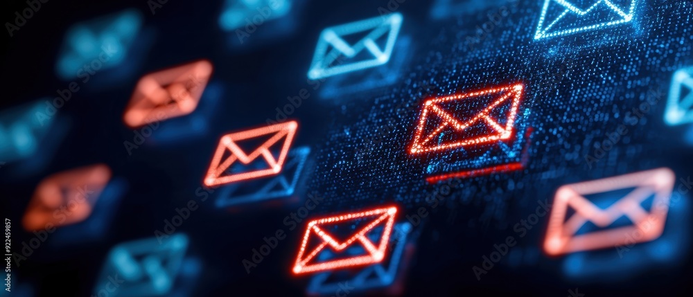 Visual of an email inbox with one email standing out, marked with a red ...