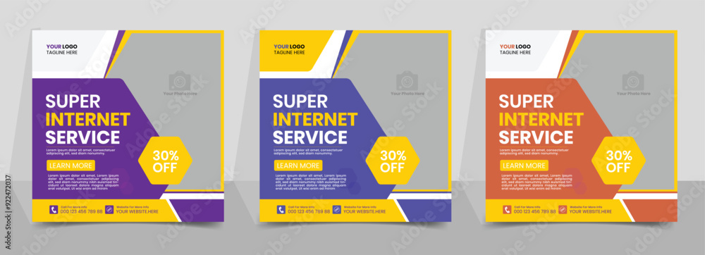 Internet Broadband Promotion Social Media Post and Web Banner Template ...