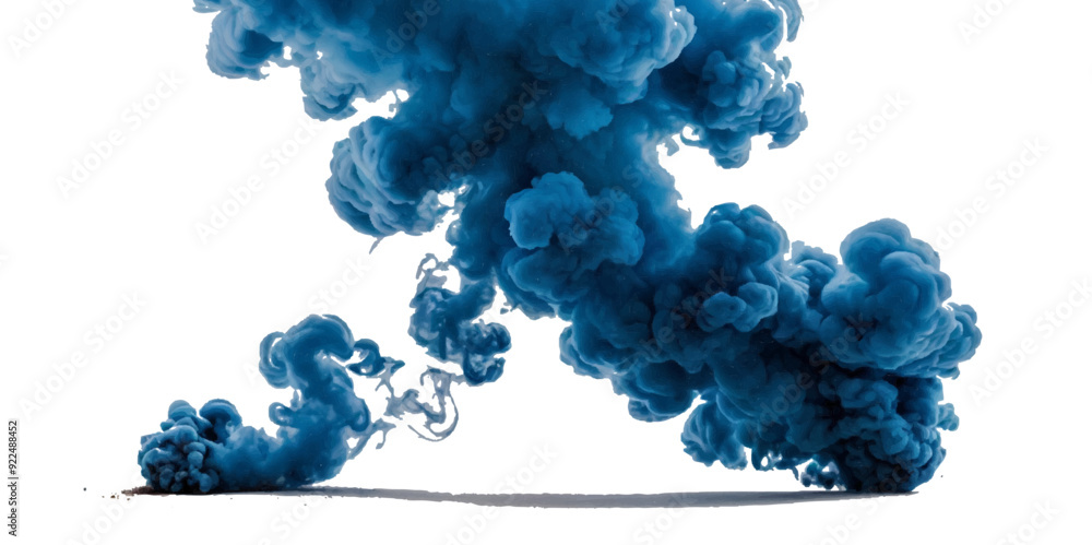 Beautiful blue smoke plume isolated on transparent background. bright ...