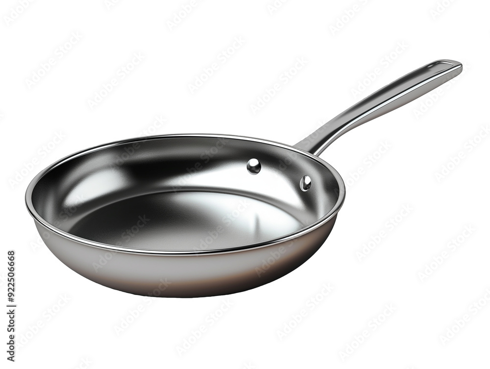 stainless steel frying pan on a transparent background. The pan looks ...