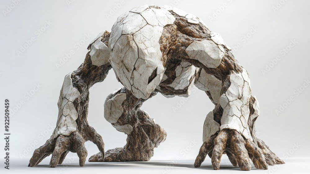 Ornate earth golem with detailed stone textures, cracks and roots ...