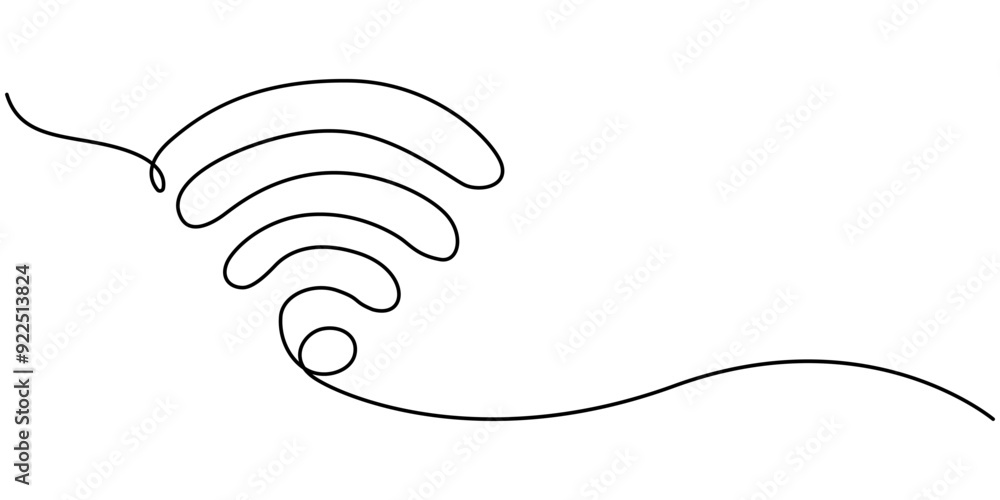 Abstract wi-fi point sign. Continuous one line drawing icon, Wifi line ...