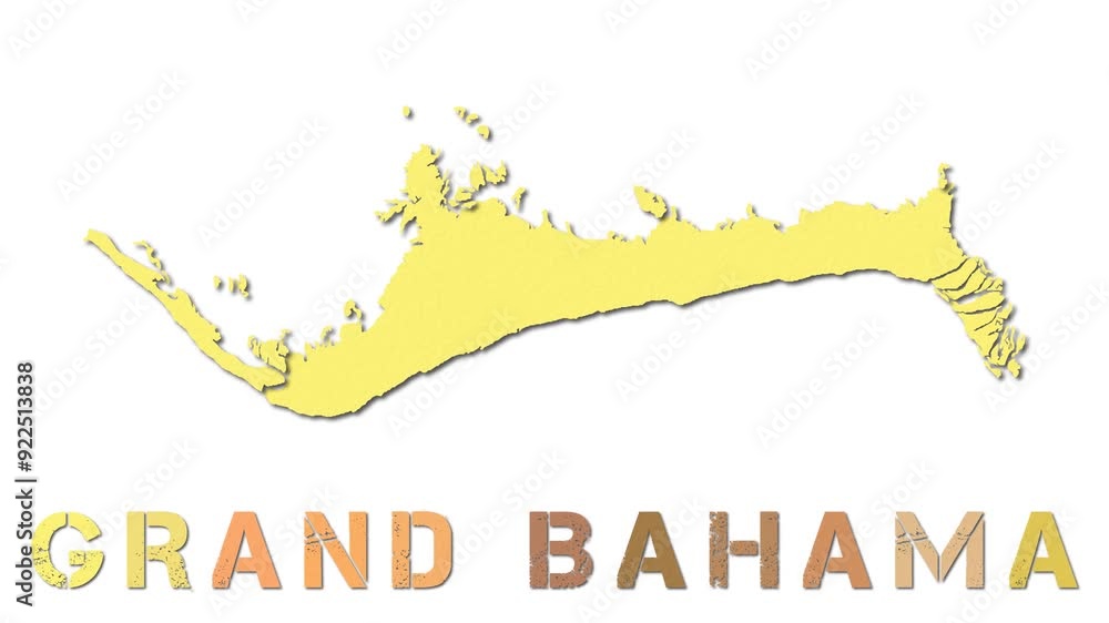 Grand Bahama map with paper regions. Animated island map growing from ...