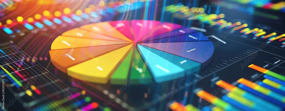 Infographics background with colorful pie charts and graphs, more ...