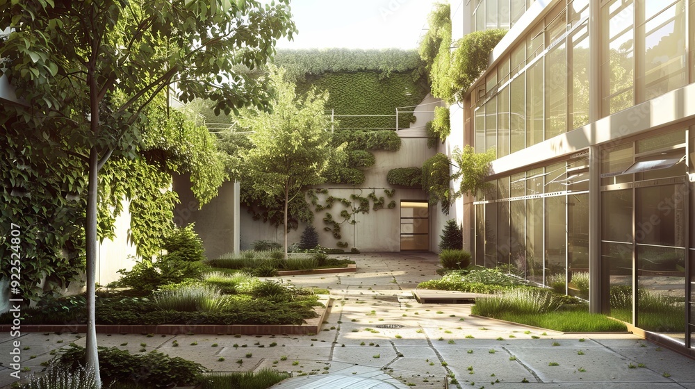Architectural concept of a modern green school building with passive ...