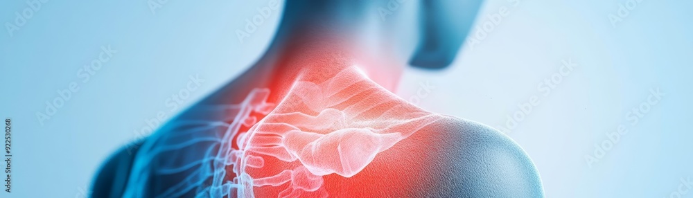 Fingers digging into a sore shoulder, sharp ache pulsating, sharp ...