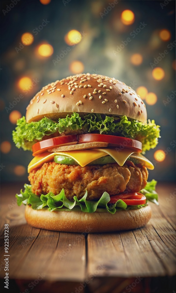 Chicken Burger: Juicy Chicken Patty Topped with Fresh Tomato, Crisp ...