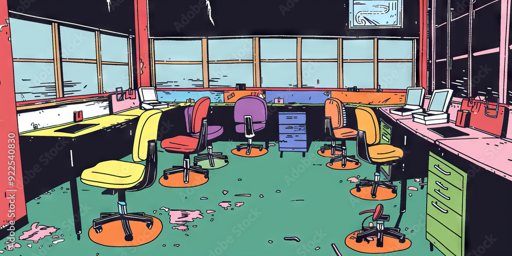 Empty Spaces of Loss: A once-crowded office with vacant chairs and ...