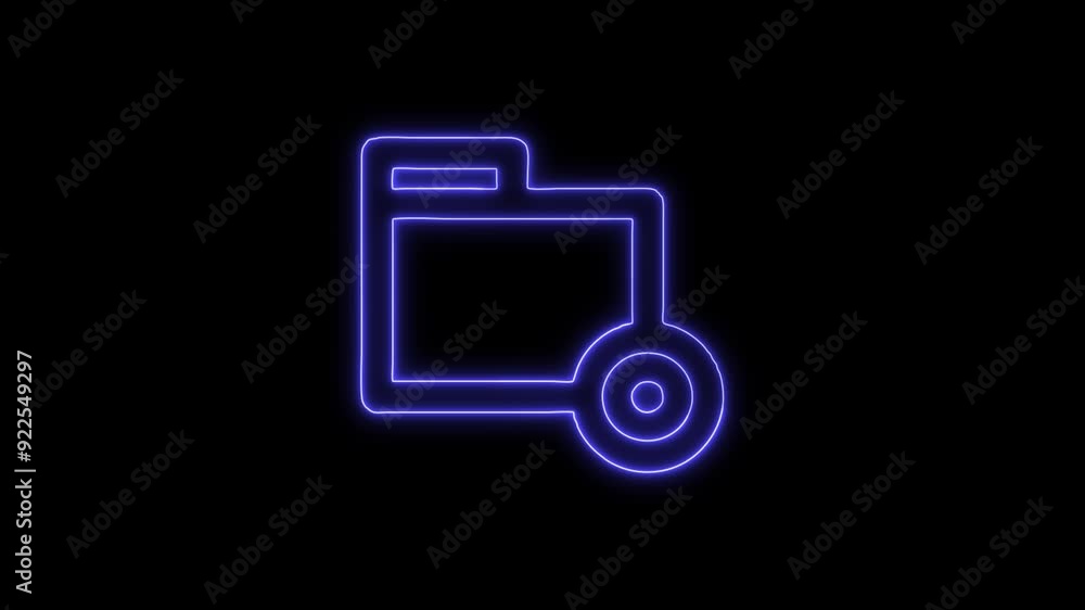 Looking Folder Icon - 4K Animated Design with Linear Symbol on Black ...