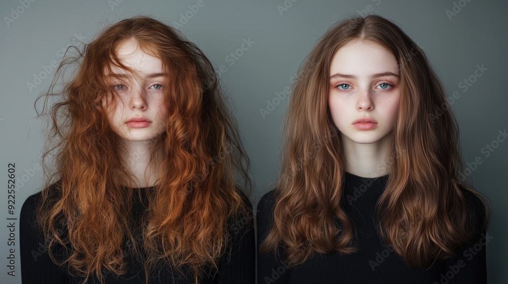 Split-screen comparison of smiling woman’s hair before and after ...
