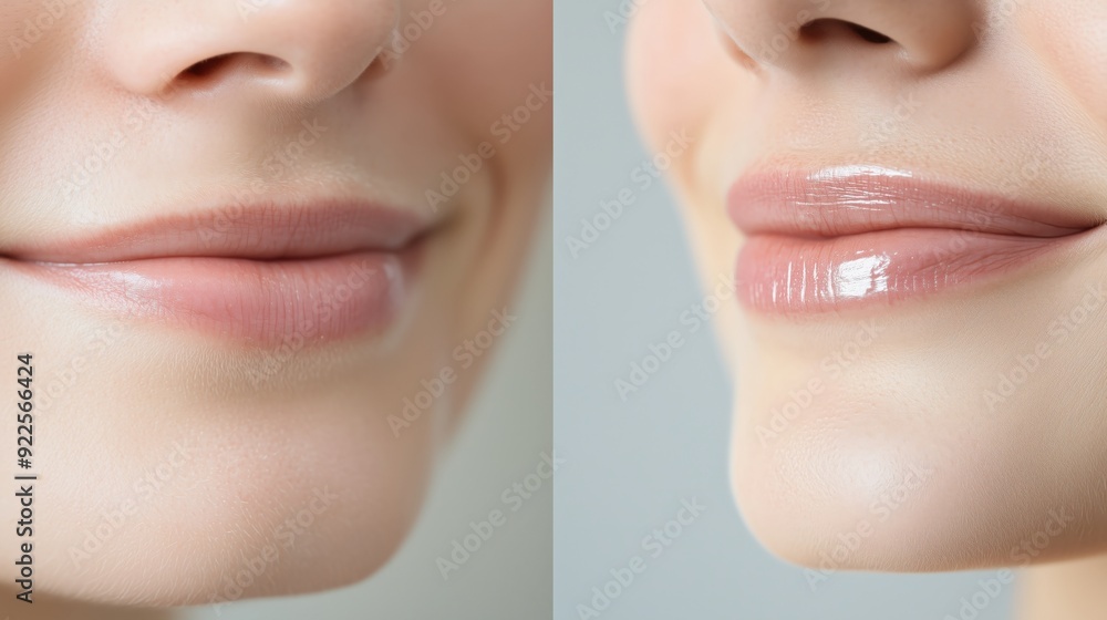 Before and after comparison of lip volumizing enhancement ...