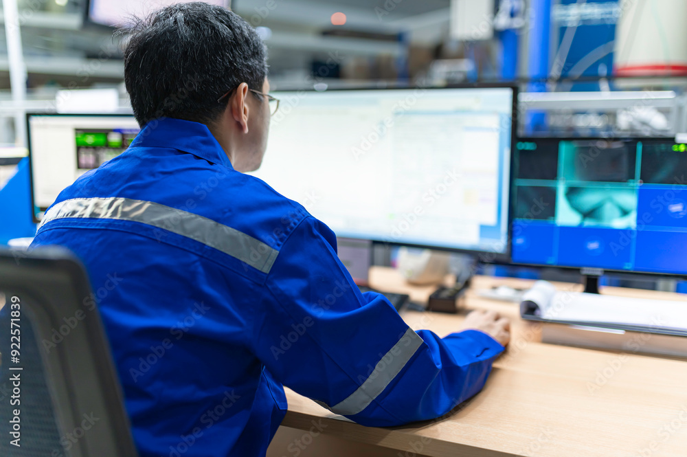 Engineer working at control room,Manager control system,Technician man ...