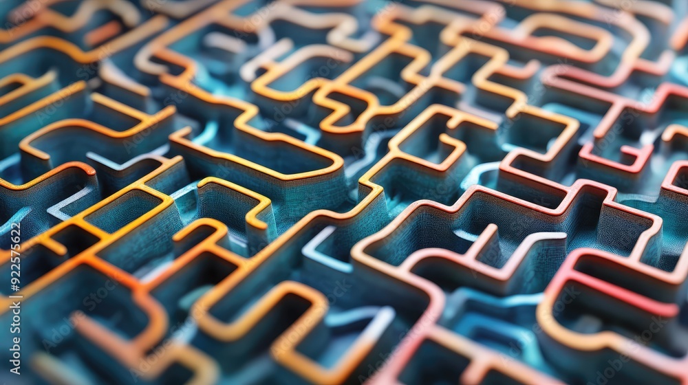 Networking maze with interconnected pathways and intersections, forming ...