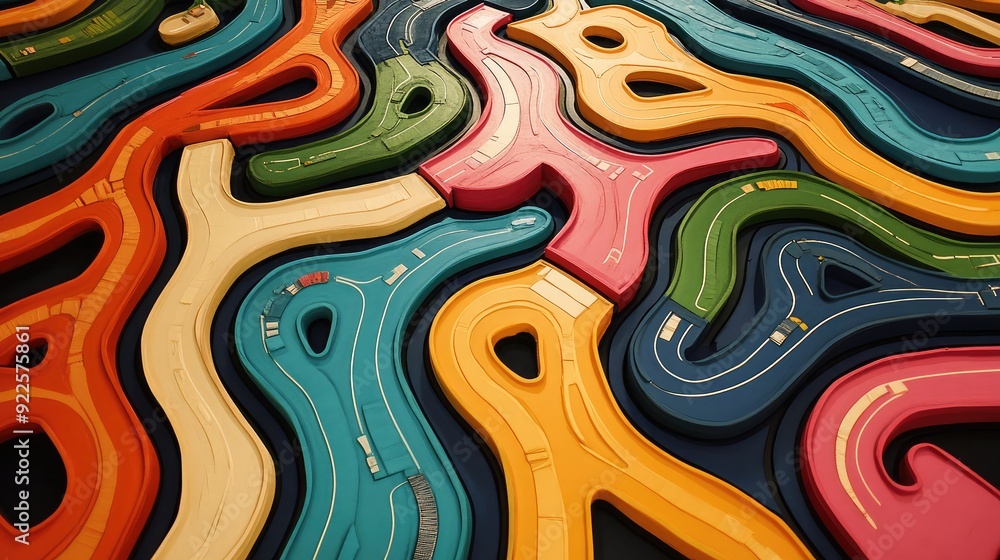 Networking maze with interconnected pathways and intersections, forming ...