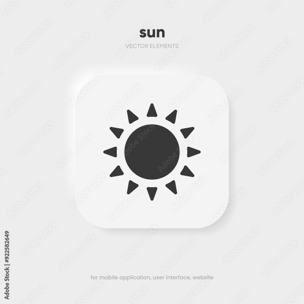 Simple sun icon. Shine sun ray. Sun sign. Yellow sun star icon. Summer ...