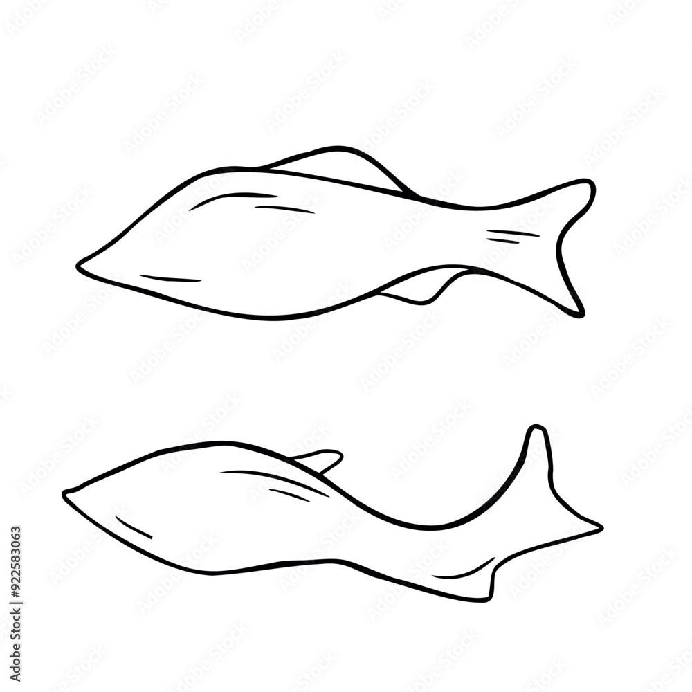 Silhouettes salmon, trout black and white vector illustration isolated ...