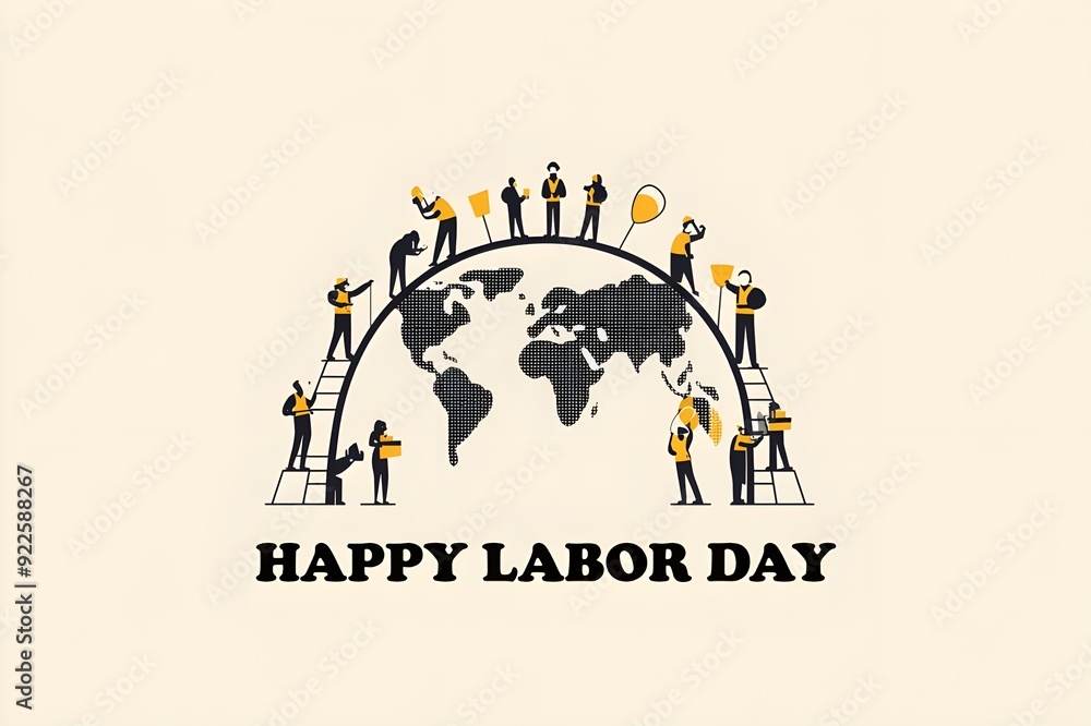 International Labour Day Group of People in different Construction ...