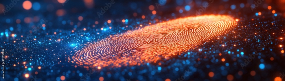 Abstract digital fingerprint scanning a certificate, representing ...