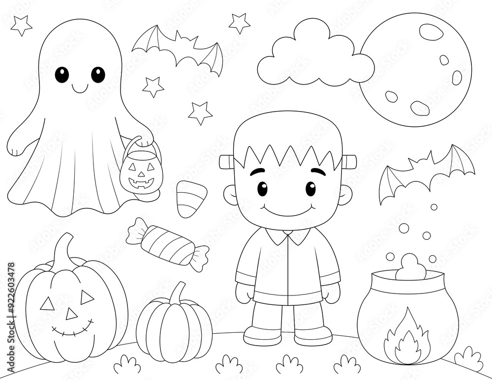 halloween coloring page for children. You can print on 8.5 x 11 inch ...