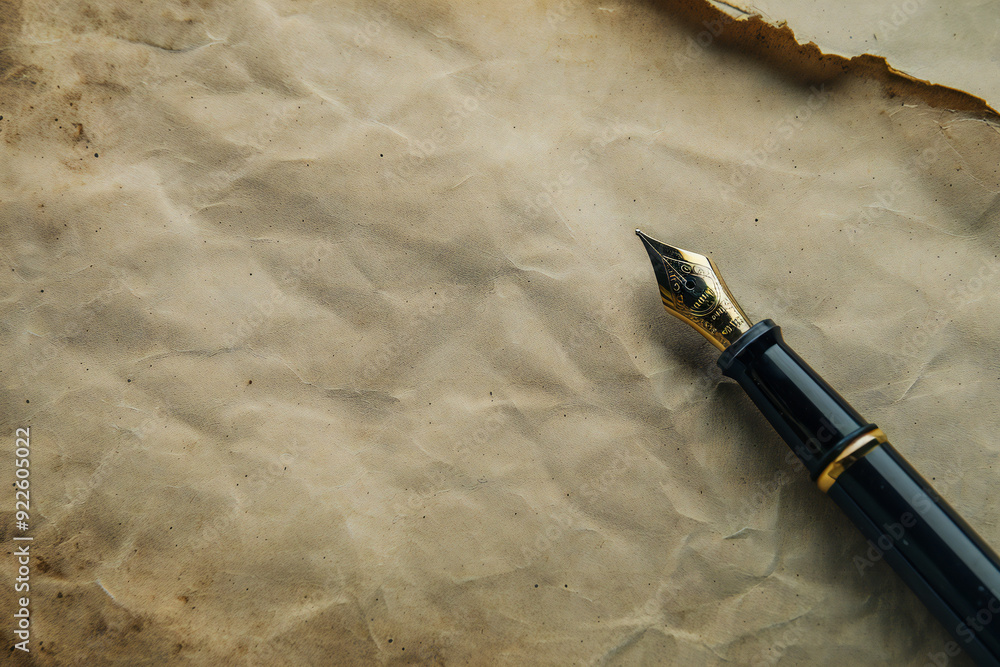 Fountain Pen on Crumpled Paper - Vintage Writing Tools and Textured ...