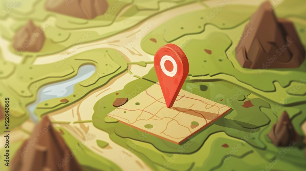 Minimalist icon of a map pin with crisp lines and clear markings, ideal ...