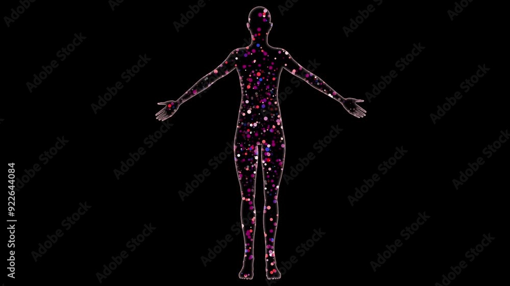 Human body filled with particles. Ultrafine Particles inside human body ...