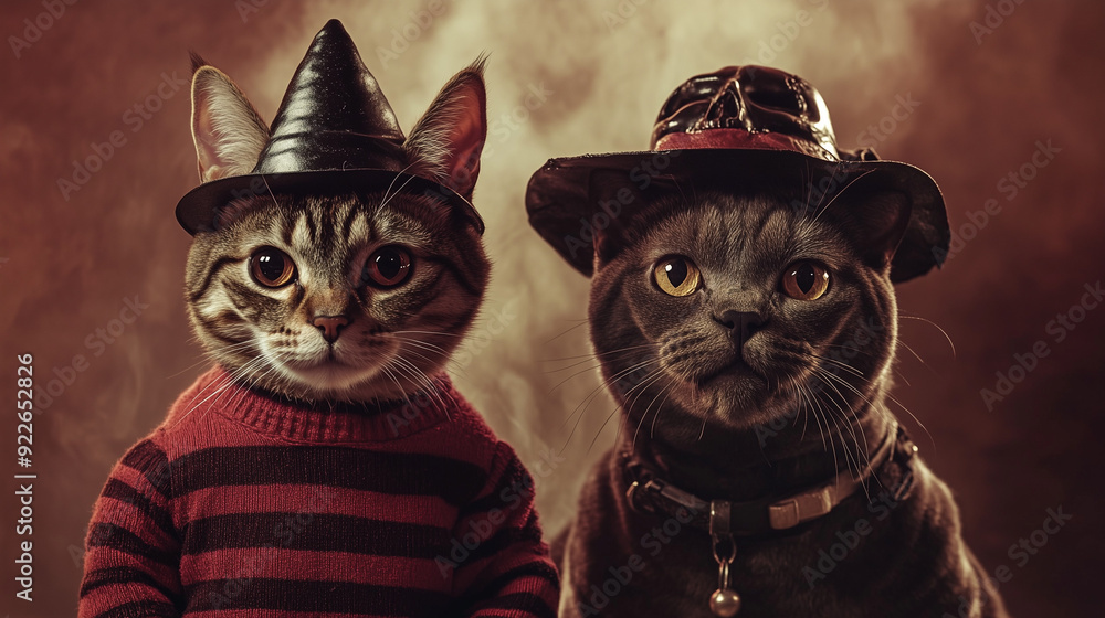 Сats duo dressed as classic horror movie characters, complete with ...