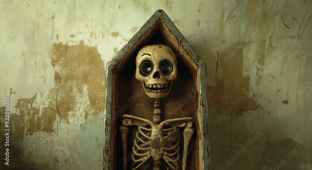 Claymation skeleton in a coffin - a whimsical and cute handmade ...